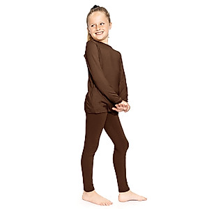 STRETCH IS COMFORT Girl's CREW Neck and Leggings Set Brown X-Large