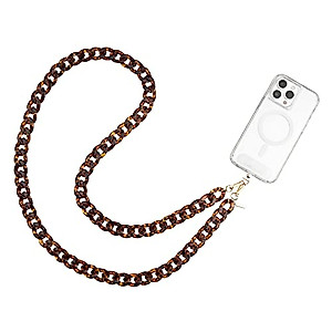Case-Mate Crossbody Phone Lanyard/Chain [Works with All Phones] Hands-Free Cell Phone Strap - Phone Charm - Neck Chain Holder for iPhone 15 Pro Max/ 14 Pro Max/ 13 Pro Max/ 12/ S23 - Tortoise Shell