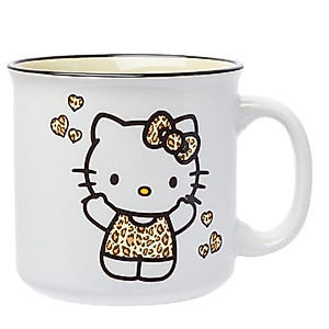 Silver Buffalo Sanrio Hello Kitty Leopard Outfit Ceramic Camper Mug, 20 Ounces