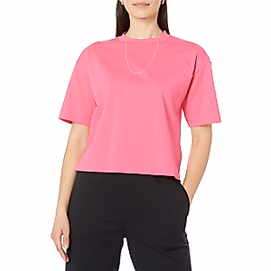 Amazon Essentials Women's Organic Cotton Drop Shoulder Relaxed Boxy Short-Sleeve T-Shirt (Available in Plus Size), Neon Pink, X-Large