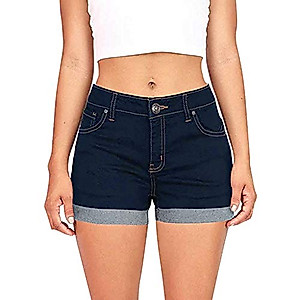 New Washed Shorts ,THENLIAN Women Low Waisted Solid Short Mini Jeans Denim Pants Shorts(S, Black)
