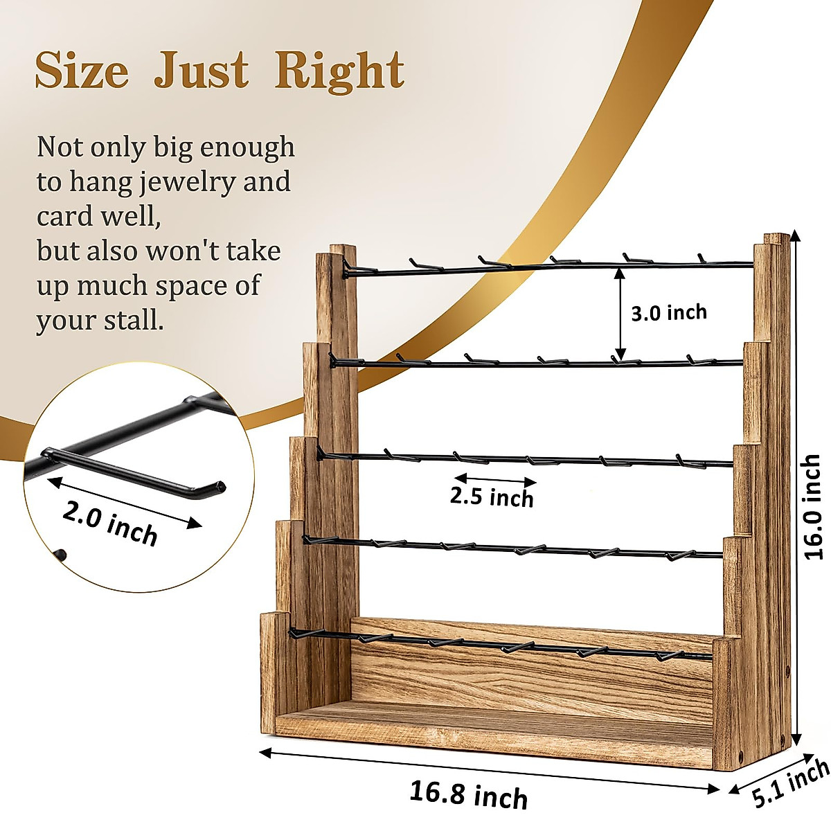 Poyilooo Earring Display for Selling, Solid Wood Jewelry Display for Selling Vendors, Large Capacity Earring Display Stands for Selling Rack Holder for Earring Cards, Keychain, Necklace