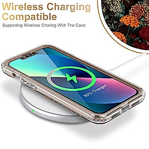 Esdot iPhone 13 Case with Built-in Screen Protector,Military Grade Rugged Cover with Fashionable Designs for Women Girls,Protective Phone Case for Apple iPhone 13 6.1'' Flower Garden