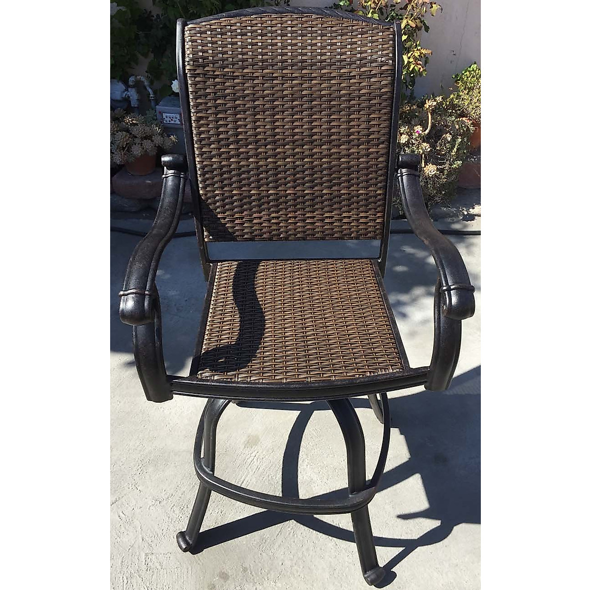 Patio Bar Stool Set of 4 Swivel Outdoor Santa Clara Cast Aluminum Furniture Dark Bronze