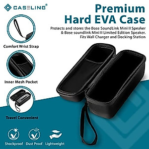 caseling Hard Case Fits Bose soundlink Mini II (1 and 2 Gen) Portable Wireless Speaker & Charger/Cable Accessories - Fits with The Bose Silicone Soft Cover - Storage Carrying Travel Bag.
