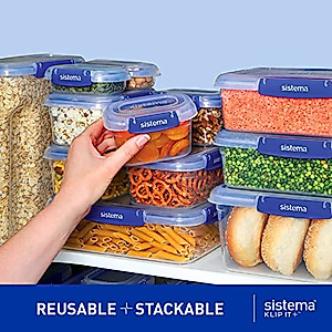 Sistema KLIP IT PLUS Food Storage Container | 5.5 L Square | Stackable & Airtight Fridge/Freezer Food Boxes with Lids | Recyclable with TerraCycle® | BPA-Free Plastic