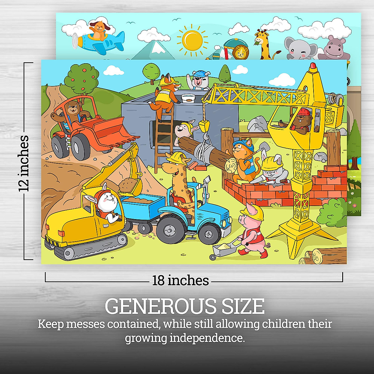 Klean Kids Animals On-The-Go Disposable Placemats for Toddlers and Baby (40 Pack) - Fun Disposable Table Mats for Kids That Keep Children Happy at Restaurants and Protect Dining Table