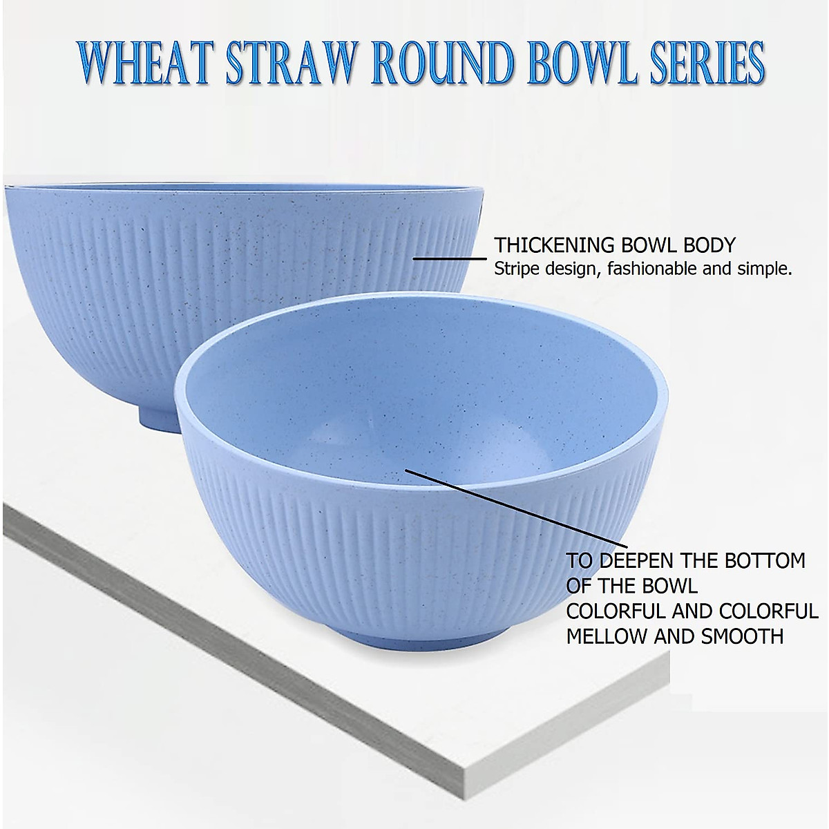 BanYakong Wheat Straw Bowls Set 24 OZ,Unbreakable Large Cereal Bowls Set of 6 Microwave and Dishwasher Safe BPA Free And Reusable Lightweight Bowl For Rice Noodle Soup Snack Salad Fruit