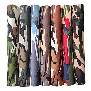 Misscrafts 7pcs Craft Fabric Bundle 100% Cotton Quilting Fabric 18x22 Inches Squares Multicolored Different Pattern for Patchwork DIY Sewing Scrapbooking Camouflage