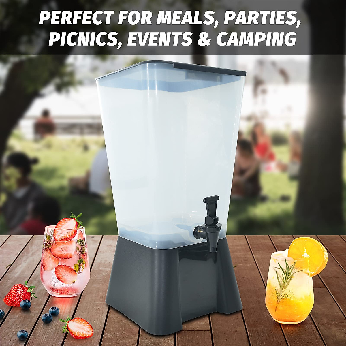 EASYROSE Beverage Dispenser 5 Gallon Drink Dispenser with Spigot, Juice Dispensers for Parties, Black Base