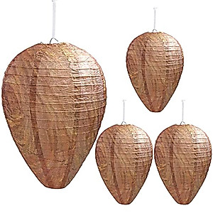 4 Pack Wasp Nest Decoy Hanging Wasp Deterrent for Wasps Hornets Yellow Jackets