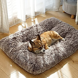 ULIGOTA Dog Bed Crate Pad for Large Dog 36 inch Dog Crate Beds for Large Dogs, Deluxe Plush Anti-Slip Pet Beds, Fulffy Kennel Pad