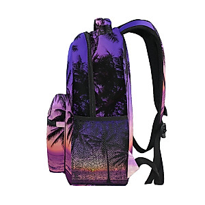 TropicalLife Hawaiian Palm Tree Ocean Theme Backpacks Bookbag Shoulder School Computer Hiking Gym Travel Casual Travel Daypack