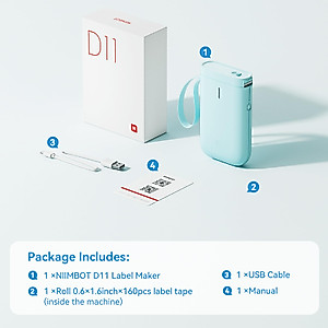 NIIMBOT D11 Label Maker Machine with Tape, Portable Bluetooth Thermal Label Printer Wireless Connection Rechargeable Labeler for Home Office Small Business Storage Organizing, Green