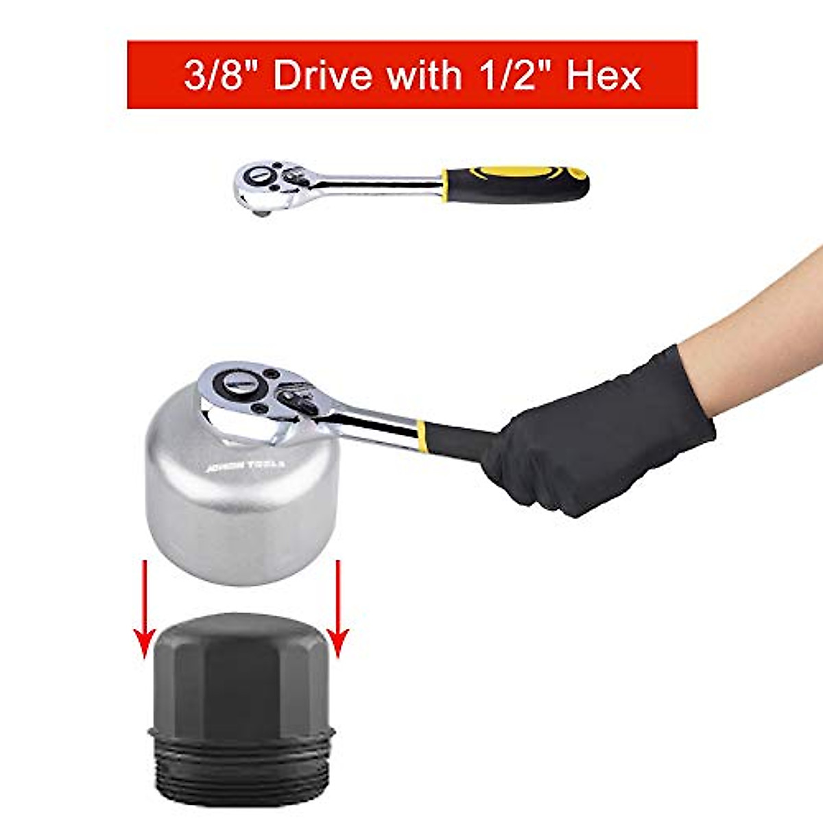 JDMON 86mm 16 Flute Oil Filter Wrench Compatible with Volvo and BMW-Cartridge Style Housing Caps