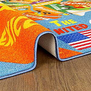 KC Cubs Playtime Collection USA United States Map Educational Learning & Game Area Rug Carpet for Kids and Children Bedrooms and Playroom (3'3" x 4'7")
