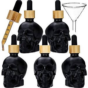 HUIZHU 3PCS 2oz Skull Glass Dropper Bottles Refillable Bottles liquid bottling Dispensing bottle with Eye Dropper Pipettes for Essential Oils/Beauty Oil Mix, Aromatherapy Blends (60ml x 3pcs)