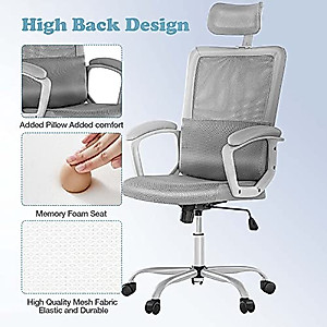 Desk Chair - Office Chair High Back Mesh Computer Chair with Lumbar Support Adjustable Height Swivel Home Office Chair
