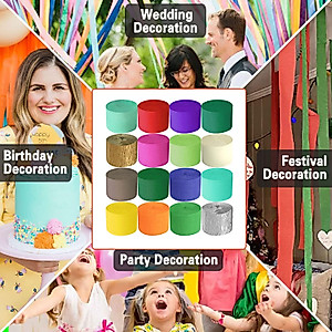 Crepe Paper Streamers 656ft 8 Rolls, Pack of Blue, Purple and Silver Party Streamers for Birthday Wedding Baby Bridal Shower Decorations Christmas Craft Supplies (1.8 Inch x 82 Ft/Roll)