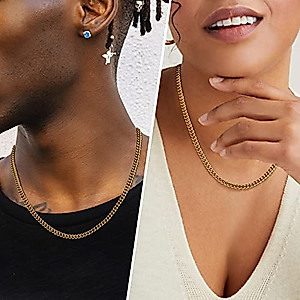 TICVRSS 18K Gold Cuban Link Chain for Men Necklace 6mm Stainless Steel Chains for Boys Women 22 Inch Jewelry Gifts