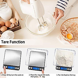 Fuzion Digital Kitchen Scale 3000g/ 0.1g, Pocket Food Scale 6 Measure Modes, LCD, Tare, Digital Scale Grams and Ounces with 2 Trays for Food, Cooking, Nutrition, Reptiles(Battery Included)