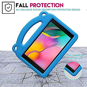 FIREVASE Tablet Case for Samsung Galaxy Tab A 8.0 Inch,2019 SM-T290/T295, EVA Protective Case Shock Absorption Convertible Built-in Handle Lightweight Child Protective Case with Shoulder Strap (Blue)