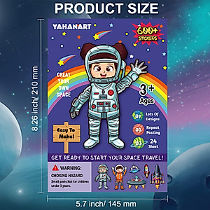 Konsait 48Sheets Outer Space Make Your own Stickers, Make A Face Stickers Solar System Universe Outer Space Theme Party Favor Stickers for Boys Girls Birthday Goodie Bag Filler School Rewards
