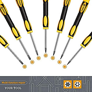 Kingsdun 12Pcs Magnetic Torx Screwdriver Sets with T3 T4 T5 Torx 6 T7 T8 T10 Star Screwdrivers, Stainless Steel Tweezers & Philip Slotted Screwdrivers for Phone/Mac/Camera/Computer Repairing