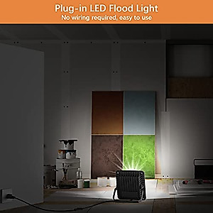 LEPOWER 50W LED Flood Light, 5000lm Work Light with Plug, Equiv 250W Halogen, 6000K White Light, IP66 Waterproof Outdoor Floodlight for Garage, Garden, Lawn, Basketball Court, Playground 2 Pack