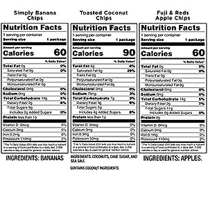 Bare Baked Crunchy Fruit Snack Pack, Gluten Free, Apples, Bananas, and Coconut Flavors, 0.53 Ounce (Pack of 16)