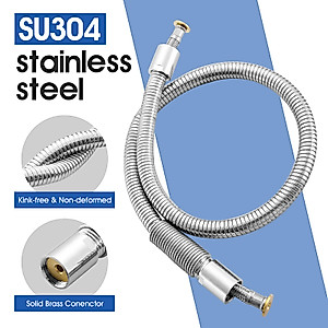 Gdyfdskin 44 Inch Pre-Rinse Hose with Heat Resistant Handle for Commercial Kitchen Sink Faucet, Flexible Stainless Steel Commercial Sink Sprayer Hose Replacement Parts - Grey