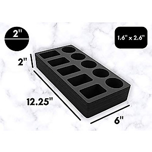 Polar Whale 2 Lotion and Body Spray Stand Organizers Tray Washable Waterproof Insert for Home Bathroom Bedroom Office 6 x 9.75 x 2 Inches 10 Slots Black 2pc Pair Set