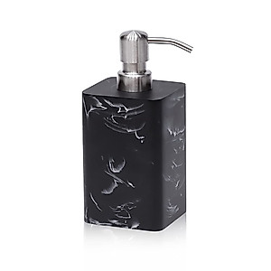 Suanti Soap Dispenser, Black Marble Style Soap Dispenser with Brushed Nickel Pump,Refillable Liquid Square Decorative Soap Dispenser for Hand Soap,Dishwashing Liquid and Hand Lotion (15 Oz)