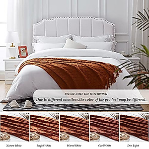 SunStyle Home Rust Throw Blanket for Couch 50 x 60 inches - Decorative Knitted Summer Blankets with Tassels - Soft Lightweight Woven Textured Solid Farmhouse Throw for All Seasons