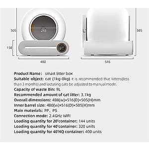 Cat Automatic Smart Self-Cleaning Cat Litter Box,Cat Litter Cleaning Robot with 65L+9L Large Capacity, App Control Smart for Multiple Cats