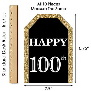 Big Dot of Happiness Adult 100th Birthday - Gold - Hanging Vertical Paper Door Banners - Birthday Party Wall Decoration Kit - Indoor Door Decor
