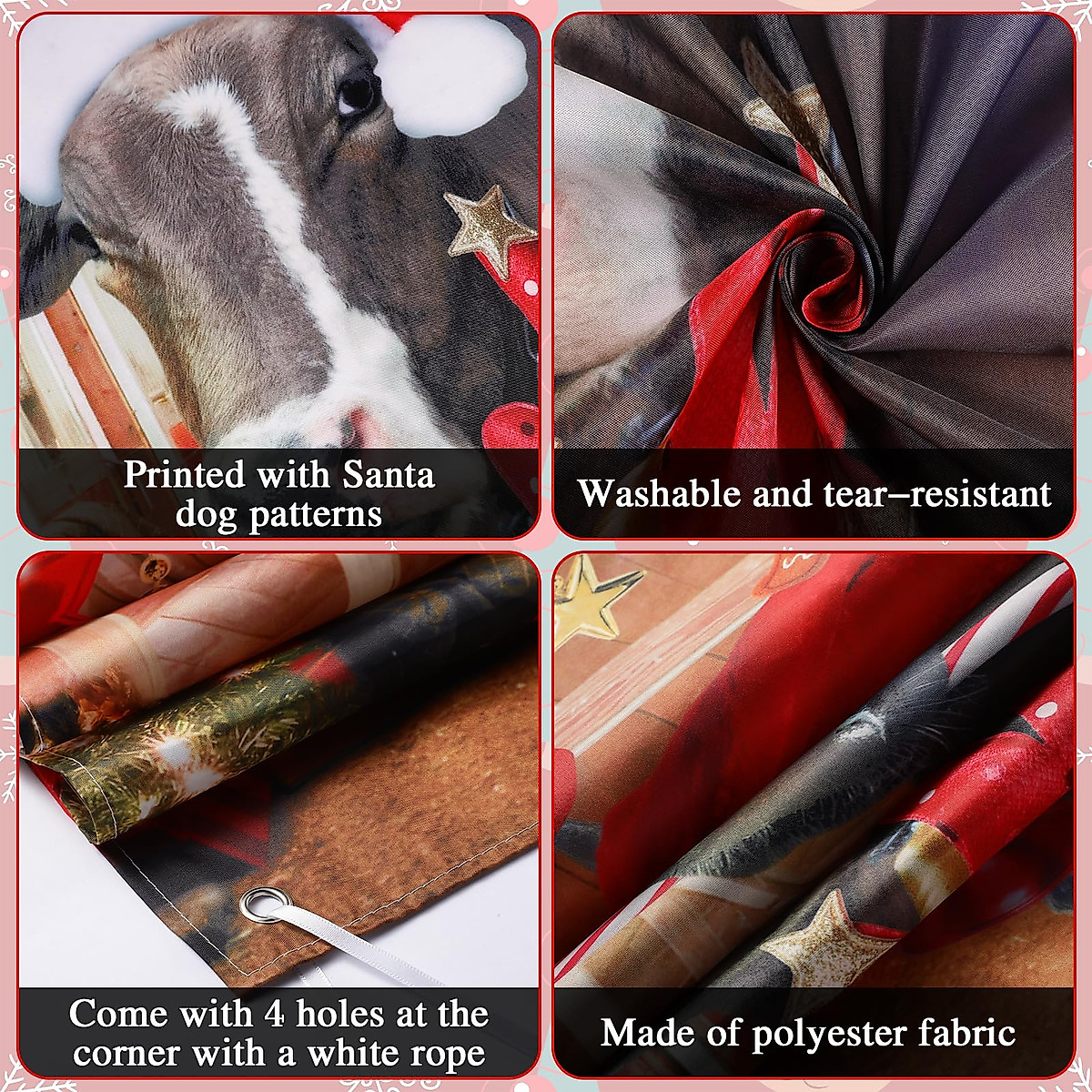 Zhanmai Cow Christmas Door Cover Decor Fabric Funny Merry Christmas Door Covers Decorations Xmas Party Santa Hanging Banner Backdrop Background for Front Door Holiday Winter New Year, 71 x 35 in