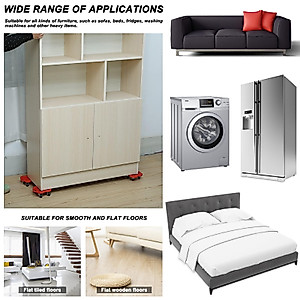 Furniture Lifter 4 Wheels Moving Dolly for Heavy Duty, 360 Rotation Wheels Furniture Mover Dolly, Wheel Dolly Set of 4 in Home Warehouse for Refrigerator Sofa Cabinet, Maximum Load 1102lbs (red)