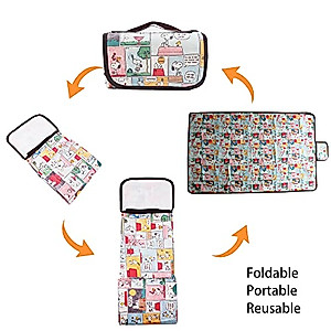 Finex Yellow Snoopy Picnic Set - Foldable Picnic Basket + Reusable Blanket Mat for Camping Hiking Outdoor Concert Theme Park Travel Day Trip