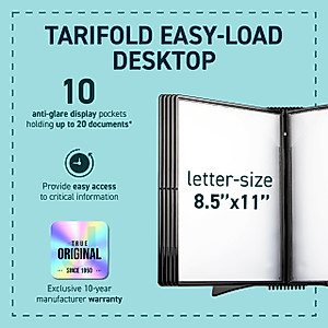 Tarifold Desktop Reference and Display System 10 Double-Sided Pockets - Black-Framed - Letter-Size - 20 Sheet Capacity (EZD771)