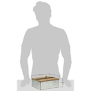 Red Co. 10.25" x 8" Country Rustic Galvanized Metal Decorative Storage Box with Wooden Lid