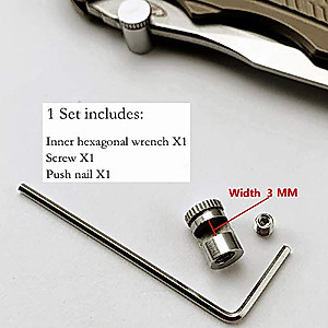 edcfans 3 Pack Thumb Stud Replacement for Buck 110 Knife with Hex Wrench (Black+Sliver+Brass)