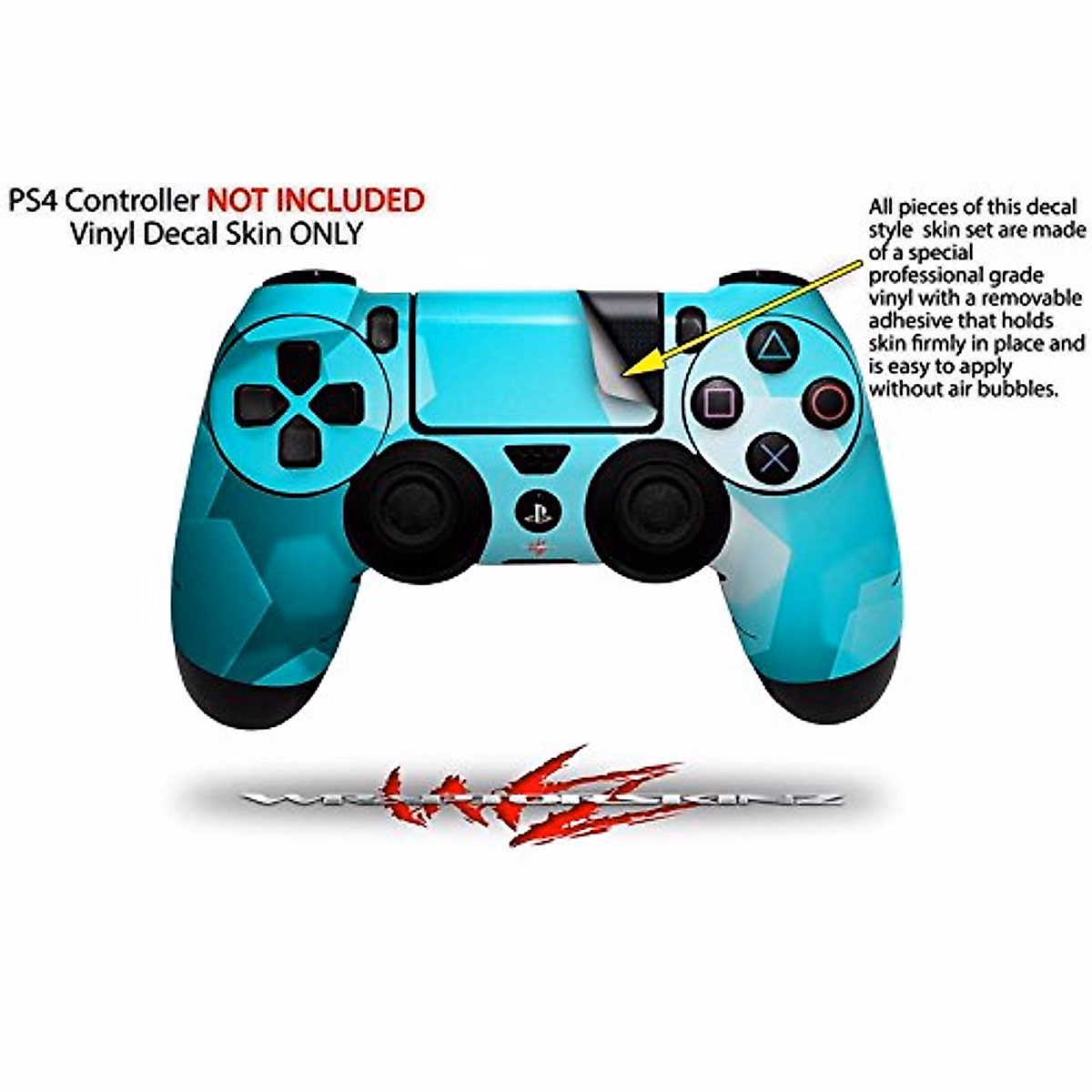 WraptorSkinz Vinyl Decal Skin Compatible with Sony PS4 Controller PlayStation 4 Original Slim and Pro Bokeh Hex Neon Teal (Controller NOT Included)