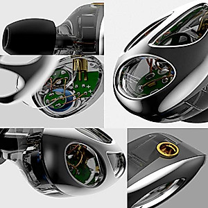 LTXHorde Earbud Wired Headset Soundproof Sweatproof Three Drive Unit Stereo Earbuds with Microphone Suitable for 3.5mm Audio Interface Devices (Electroplating Silver)