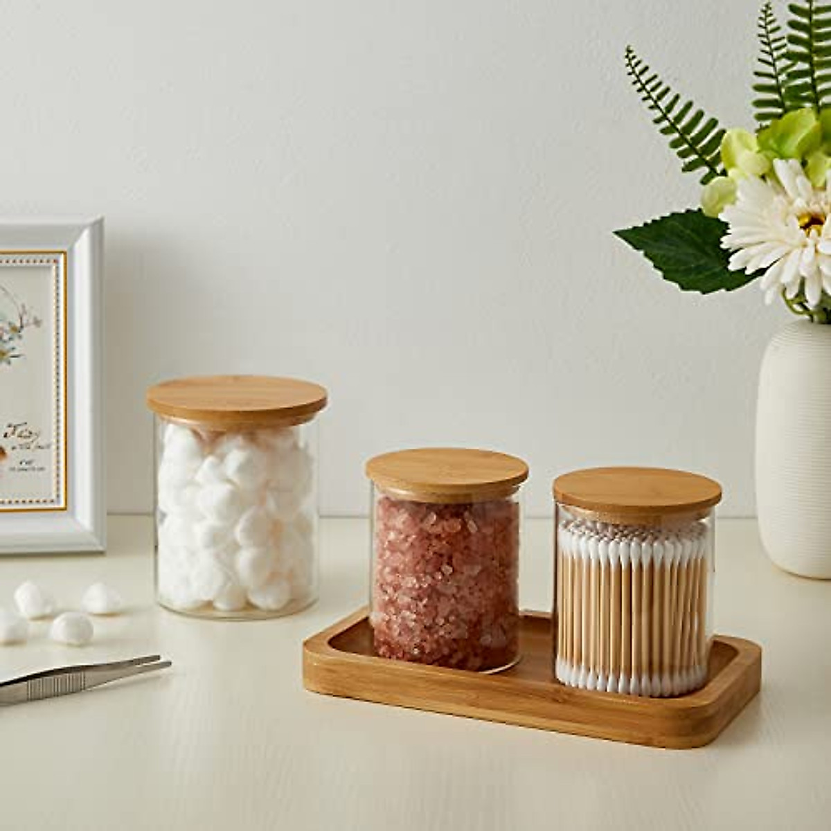 INIUNIK Bamboo Vanity Tray, Bathroom Tray Bamboo Tray Toilet Tank Tray Sink Tray Bathroom Countertop Organizer Holder for Candle Perfume Ring Earring Soap Dispenser