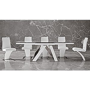Zuri Furniture Cruz Expandable Modern Dining Table with Clear Glass Top
