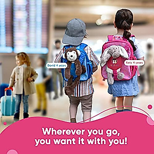 Play Friends Girls Backpacks Ages 4-6 - Medium Size Kids Backpack with Cute Rabbit Plush Toy Great as School Bag, Bookbag, Travel Bag - Birthday Gift for Girls 3 Years Old and Up