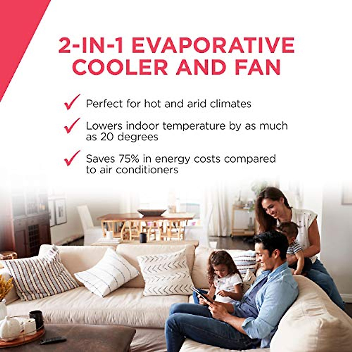 Frigidaire Portable Evaporative Air Fan and Humidifier| Portable Air Conditioner Cools up to 640 Square Feet | Personal Indoor Swamp Cooler | 600 CFM | Black/White