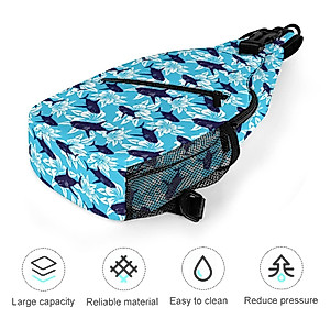 VSOFMY Sling Bag for Men Women Crossbody Sling Backpack for Travel Hiking Daypack Chest Bag Shark