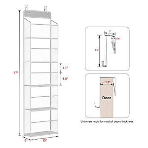 KEEGH Over The Door Organizer Bathroom with Waterproof Pockets, 5 Shelf Over The Door Storage, Behind Door Storage for Bathroom, Closet, Bedroom, Pantry, Nursery
